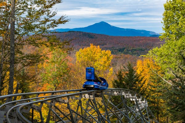 Coast through fall foliage on the longest mountain coaster in the US ...